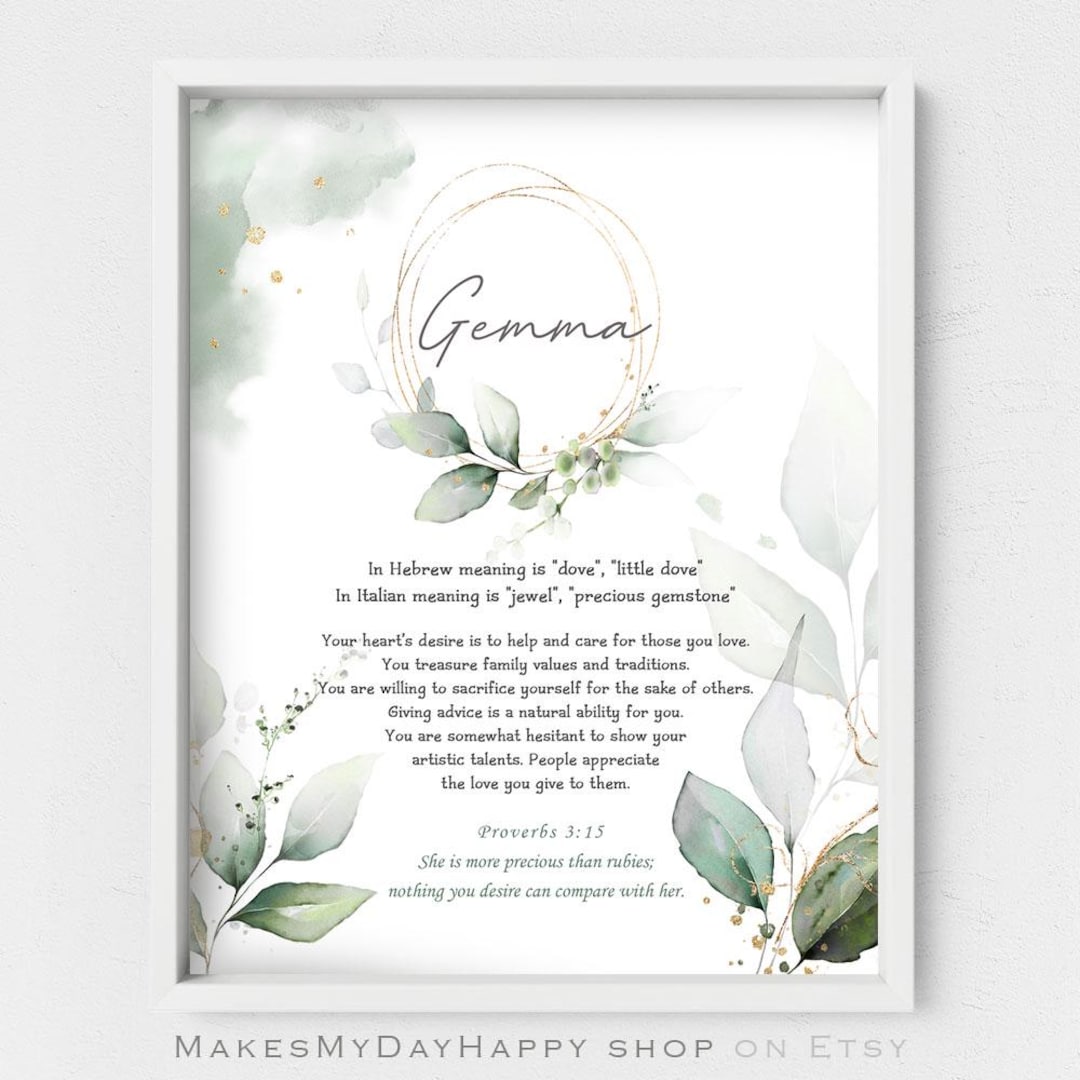 Gemma Name Meaning,first Name Origin,biblical Meaning,pastel Green Kids ...