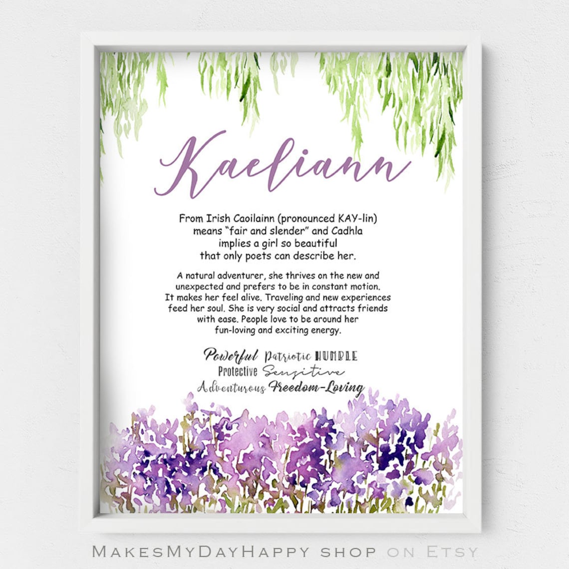 Naomi Name Meaning,purple Floral Girls Room Wall Art,biblical Meaning ...