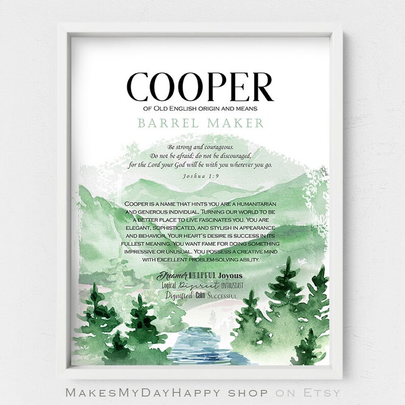 Grady Name Wall Art,snowy Mountain Lake,forest Kids Room Decor ...