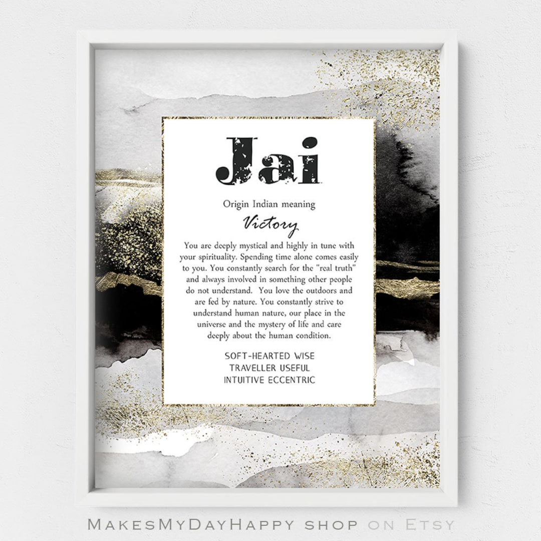 Jai Name Meaning,indian Name Origin,abstract Wall Art,black White Gold ...