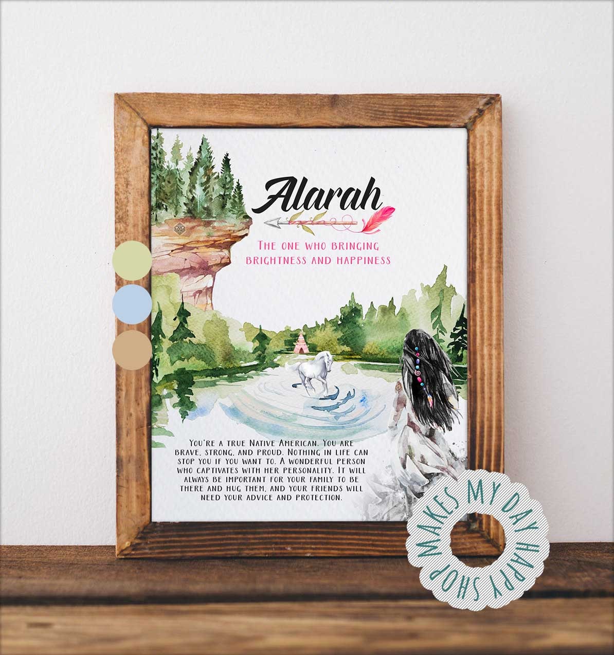 Cheyenne Native American Girl Custom Name Meaning Printable | Etsy