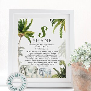 Shane Name Meaning,custom Name Wall Art,safari Kids Room Decor ...