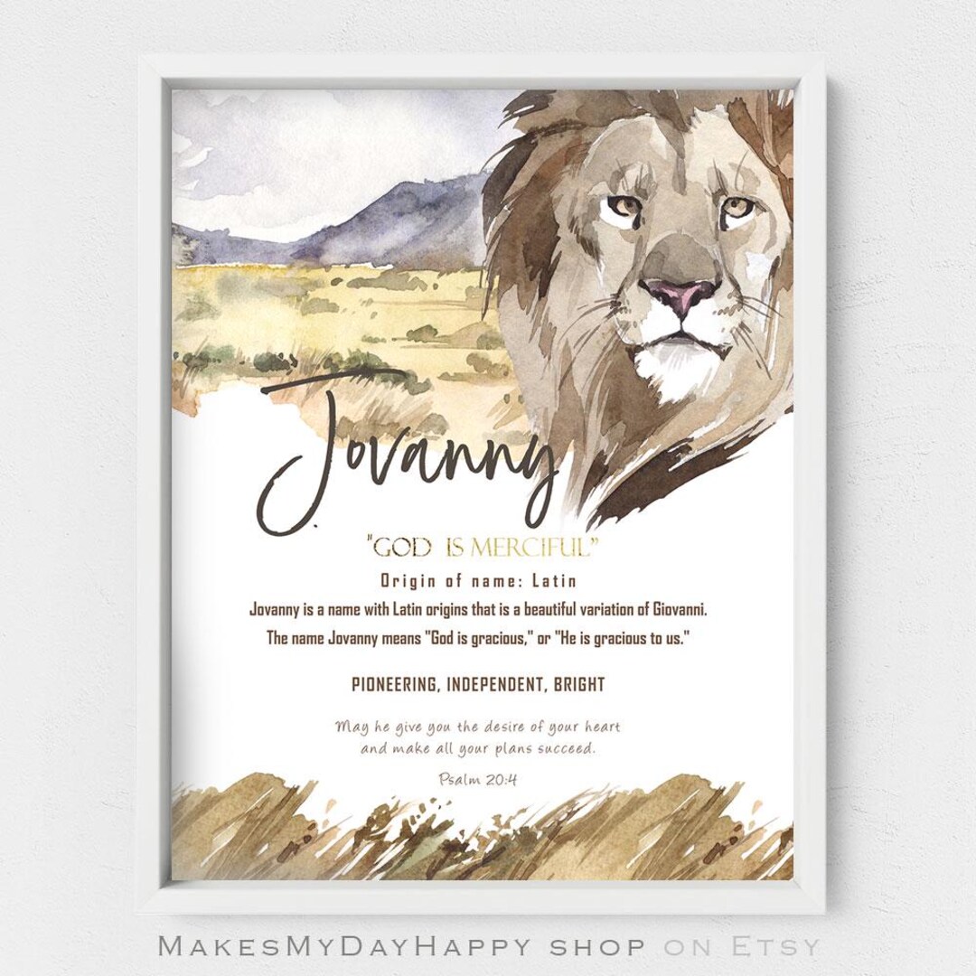Jovanny Name Meaning,lioness Wall Art,custom First Name,latin Name ...