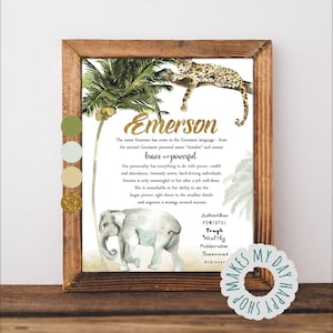 Emerson Name Meaning,custom Name Wall Art,personalized Name,tropical ...