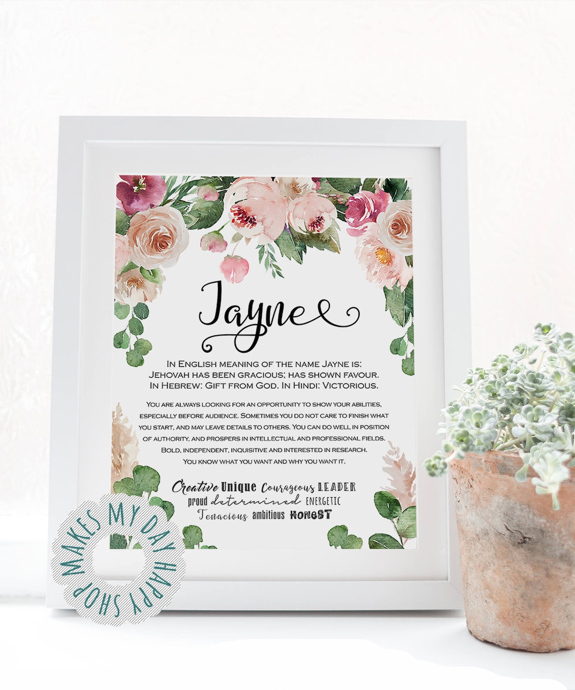 Jayne Name Meaningpersonalized Name Wall Artprintable | Etsy