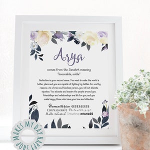 Josephine Name Meaning,custom Name Wall Art,purple Nursery,floral Name ...