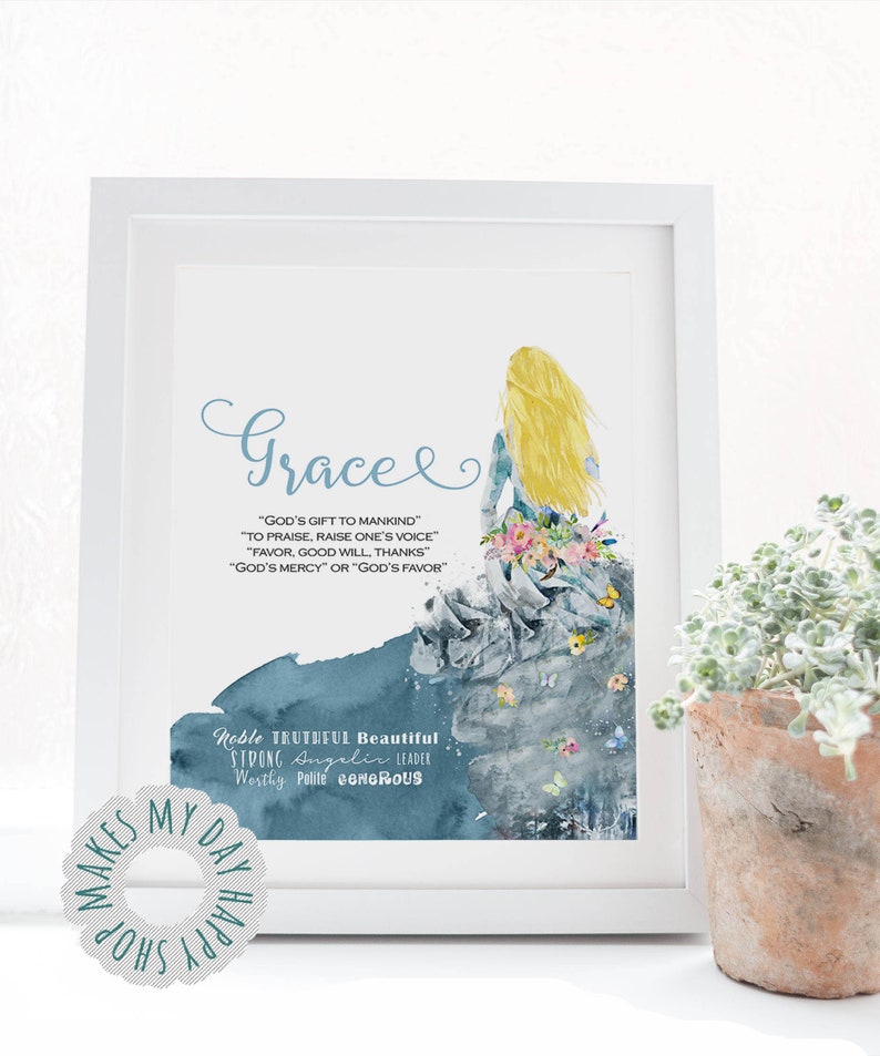 Grace Name Meaninglong Blonde Hair Girlcustom Name | Etsy