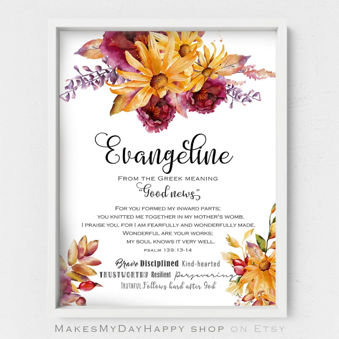 Personalized Name Meaning,custom Name Meaning,evangeline Given Name ...