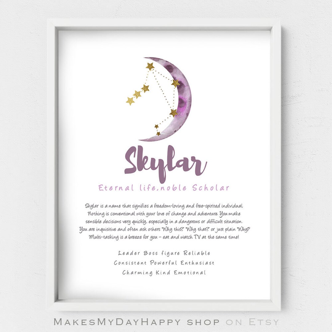 Purple Moon Wall Art,skylar Name Meaning,zodiac Sign,constellation Star ...