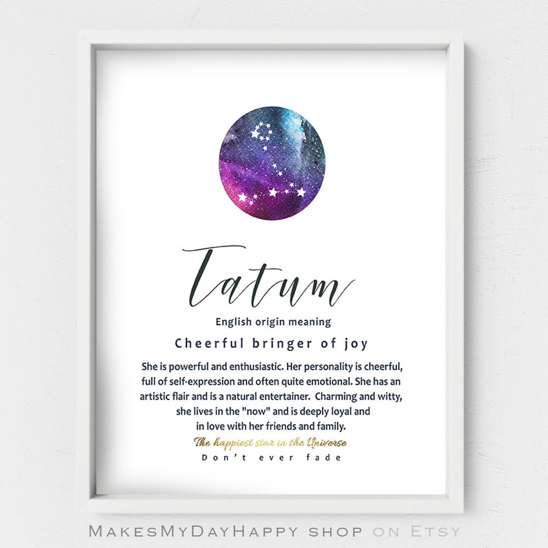 Tatum Name wall art,Custom purple Night sky print,Personalized Name art ...