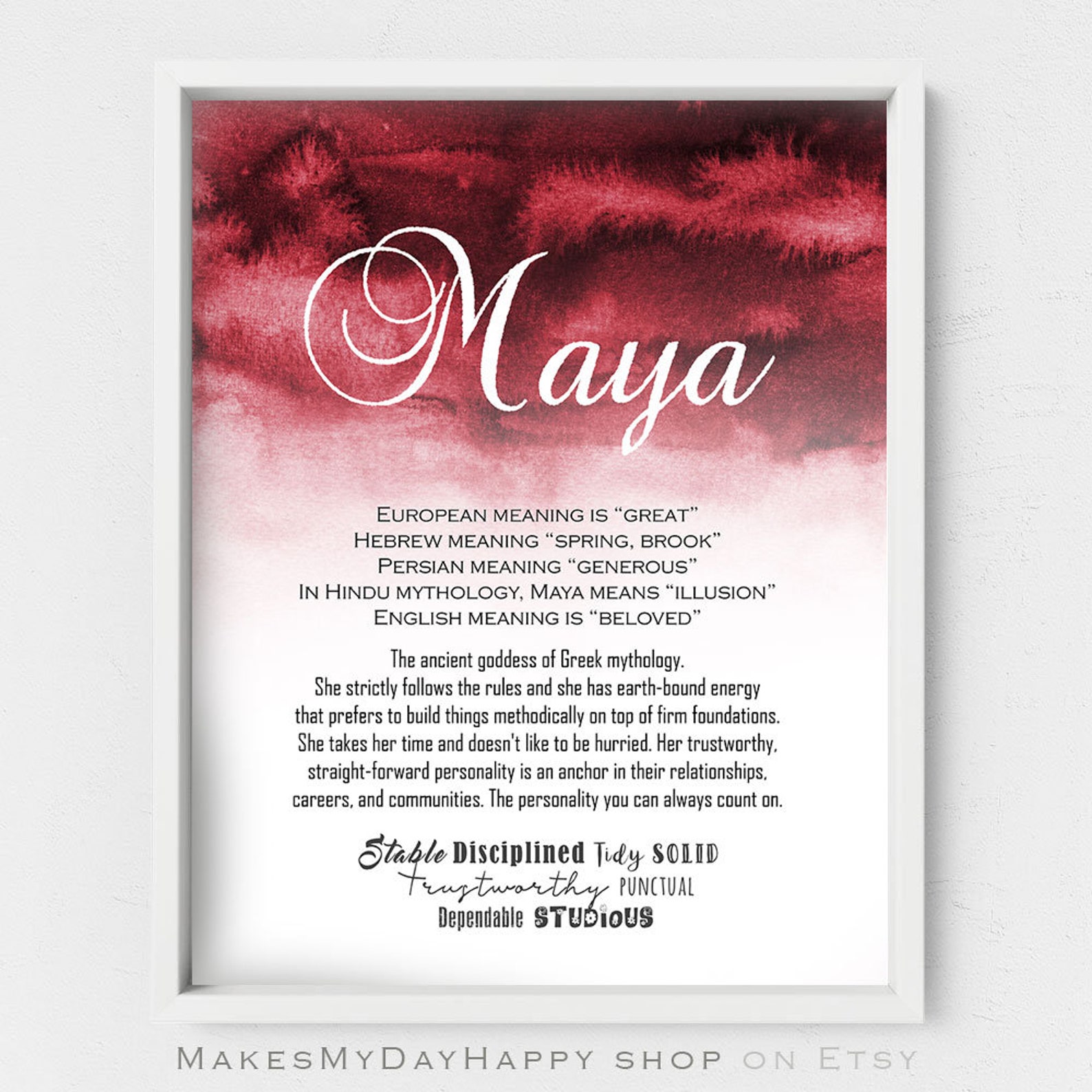 Ruby Name Meaning,first Name Wall Art,personalized Gift,custom ...