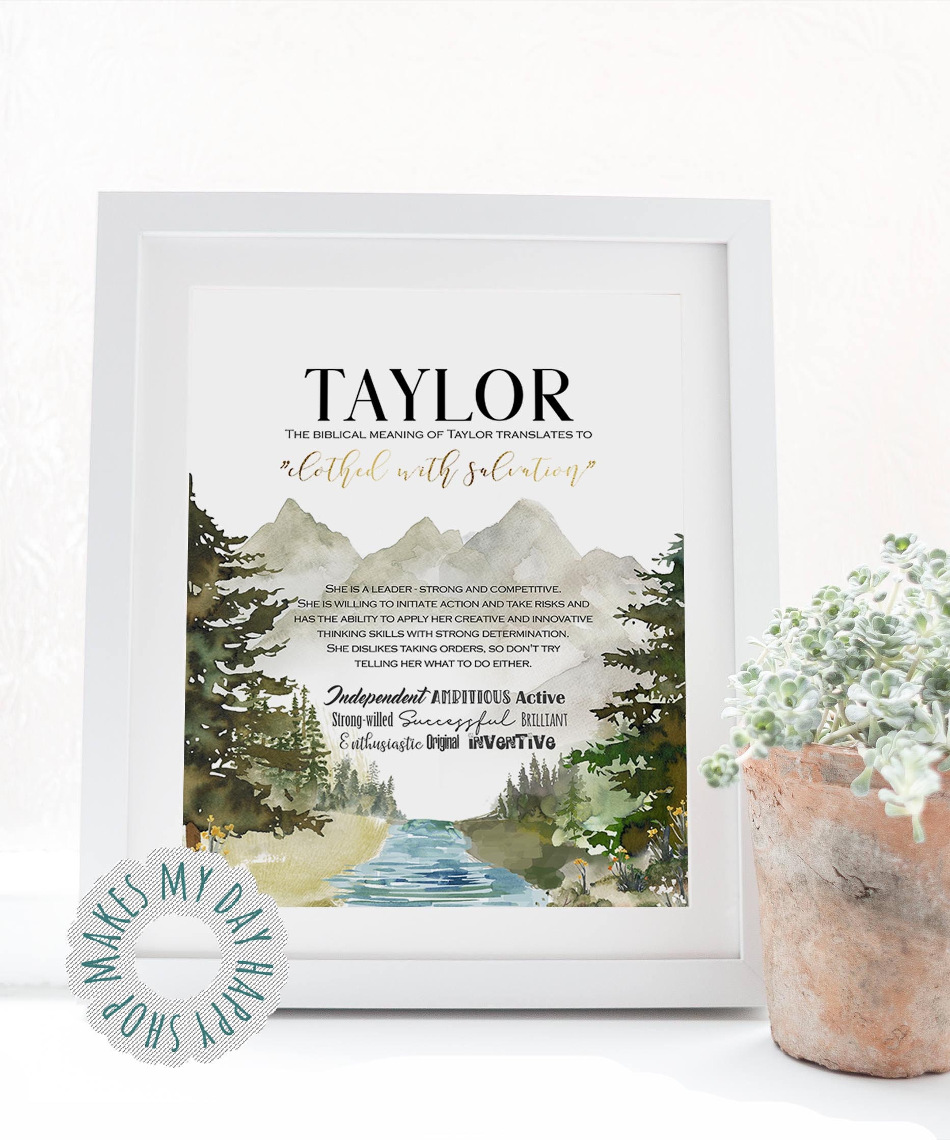 Custom First Name Meaning,taylor Name Personalized Print,printable ...