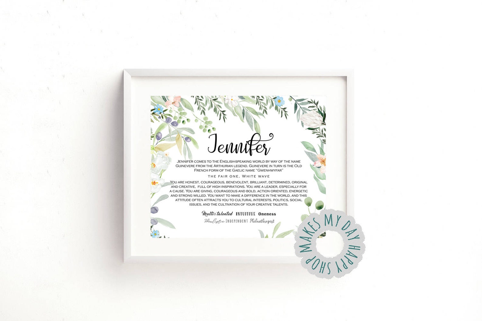 Jennifer Name Meaning Printable Wall Artcustom Name | Etsy