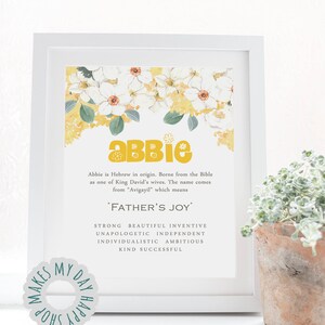 Abbie Name Meaning,custom Name Wall Art,personalized Meaning of Name ...