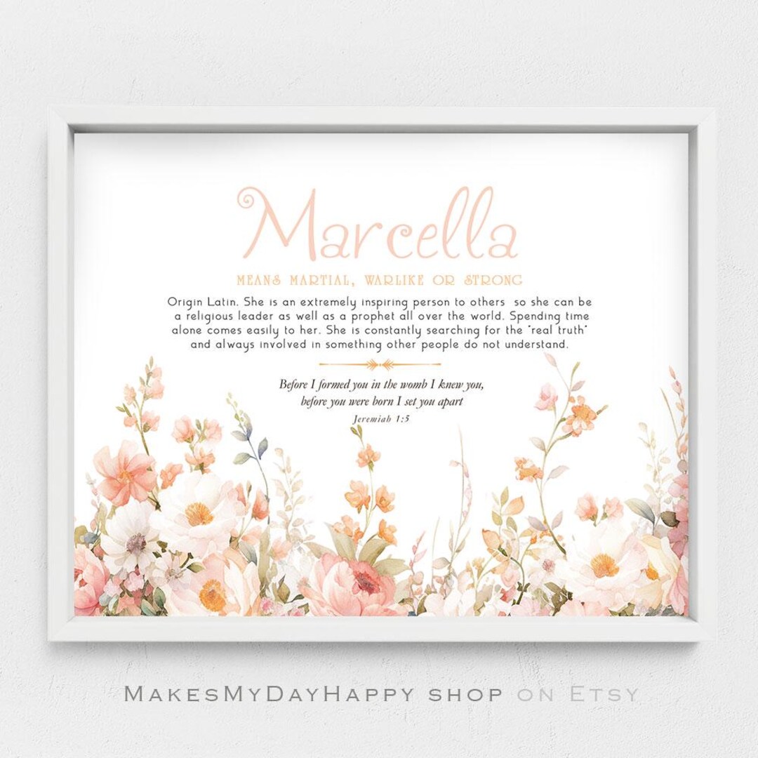 Marcella Name Wall Art,rose Flower Nursery,newborn Baby Gift ...