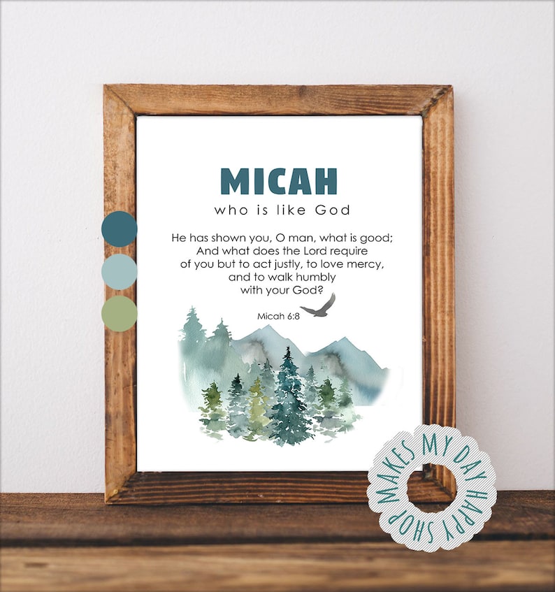 Micah Custom Name Wall Art,personalized Name Meaning With Biblical ...
