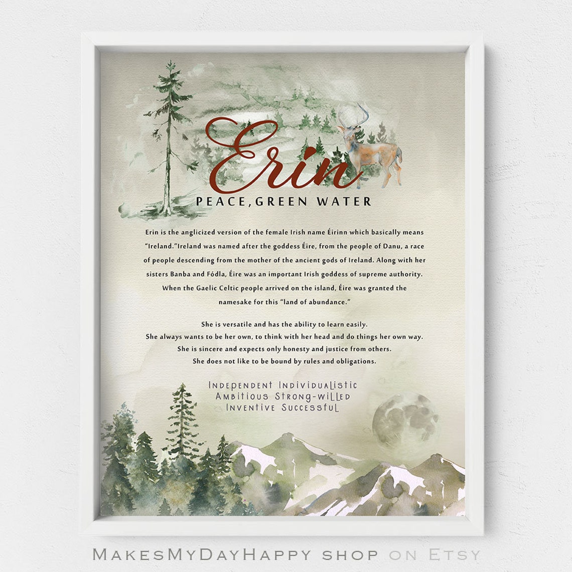 Erin Name Wall Art,custom Name Meaning,personalized Gift,name Sign ...