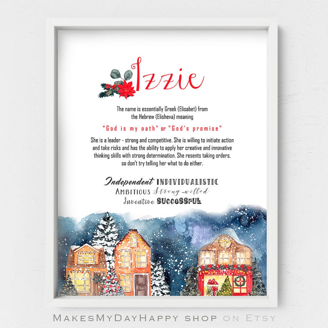 Izzie name meaning,Personalized gift,Winter season gift idea,Hebrew ...