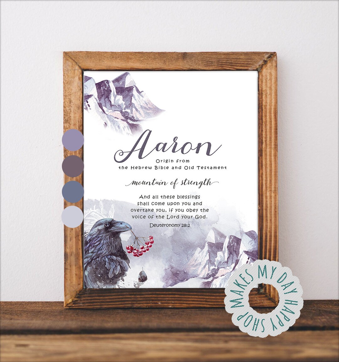 Aaron Personalized Name Meaning With Bible Quote,custom Biblical Name ...