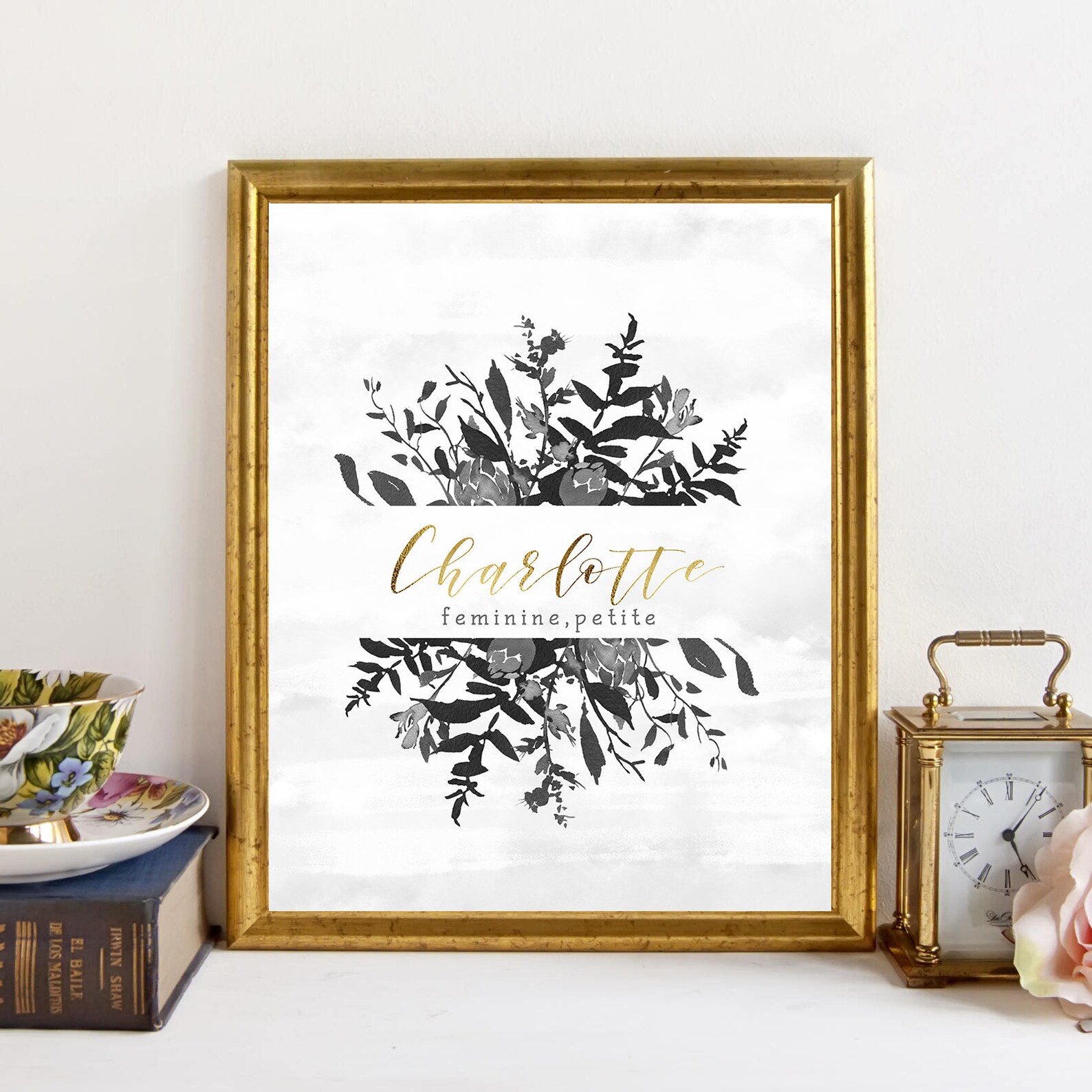 Charlotte name meaningFloral name wall artCustom first | Etsy