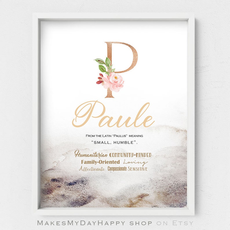 Vanessa Name Meaning,white Flowers,blush Floral Poster,baby Shower Gift ...