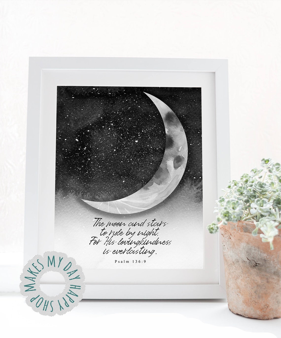 Psalm 136:9Great lights Moon and starsHis lovingkindness is | Etsy