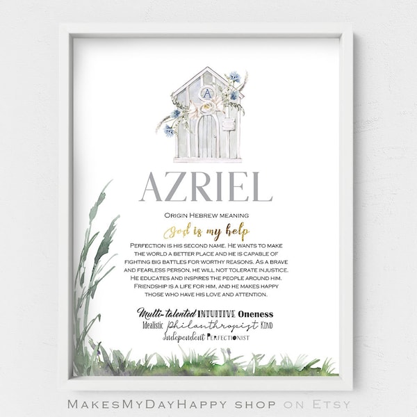 Azriel Name Meaning - Etsy