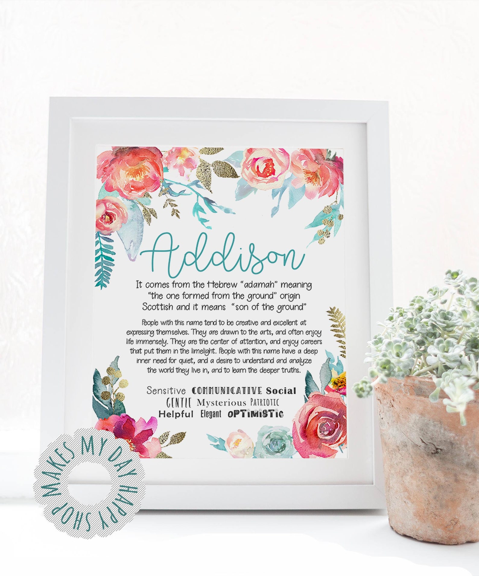 Anna Name Meaningfloral First Name Wall Artcustom Name - Etsy