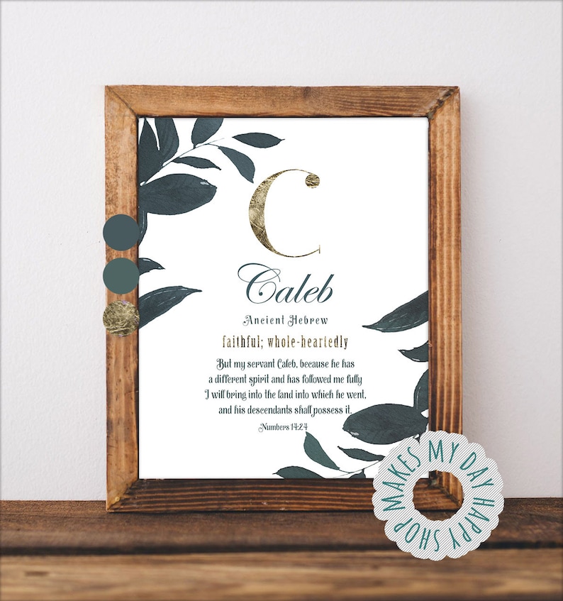 Caleb Name Wall Art,personalized Nursery Name Meaning,custom Printable ...