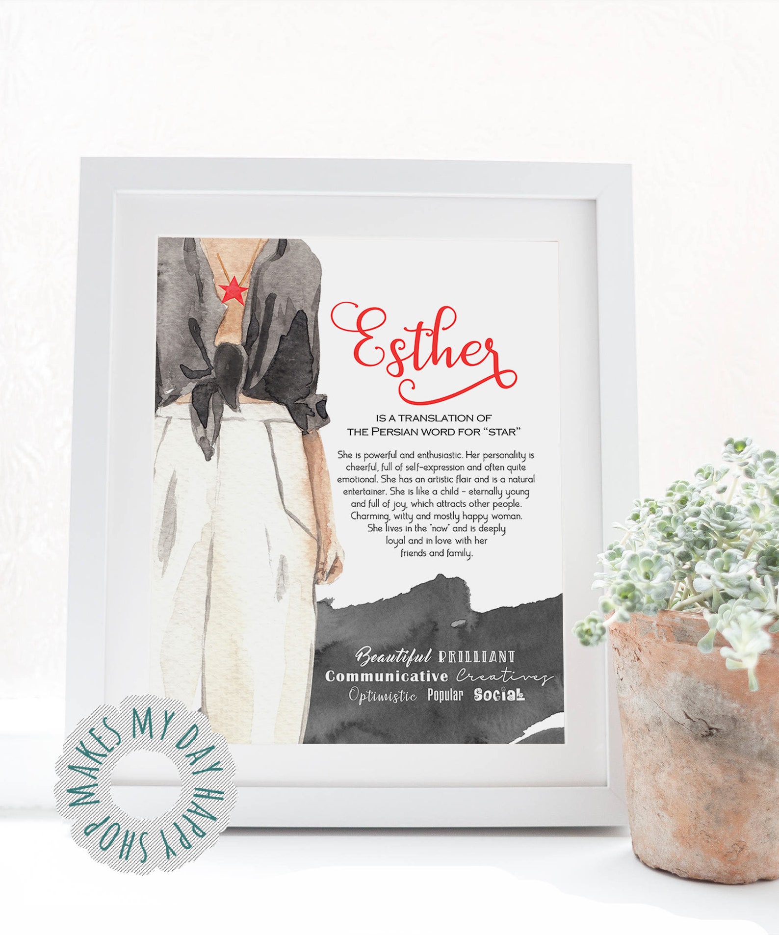 Esther Name Wall Artpersonalized Name Meaningcustom Name | Etsy