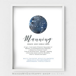 Constellation Star Mapmanning Name Wall Artpersonalized Name - Etsy