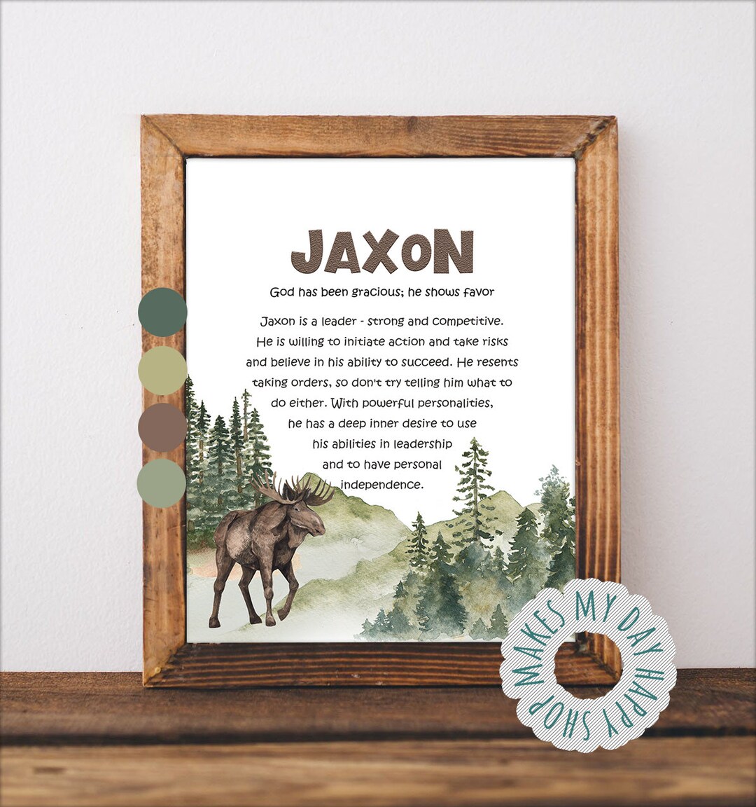 Jaxon Personalized Name Wall Art,custom Name Meaning,watercolor Forest ...
