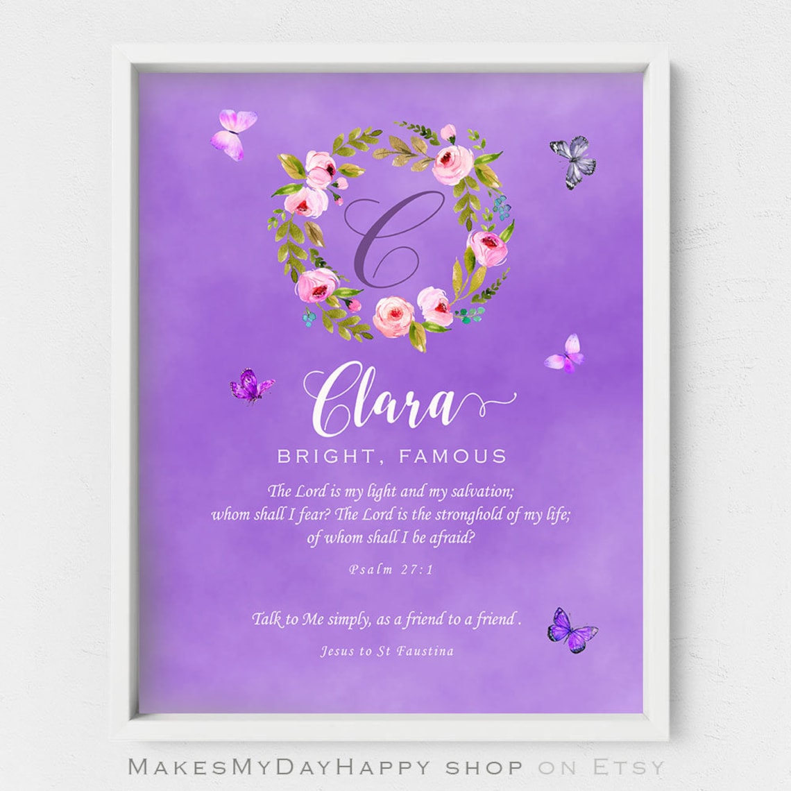 Naomi Name Meaning,purple Floral Girls Room Wall Art,biblical Meaning ...