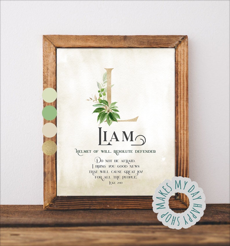 Liam Personalized Name Meaningcustom Printable Meaning of | Etsy