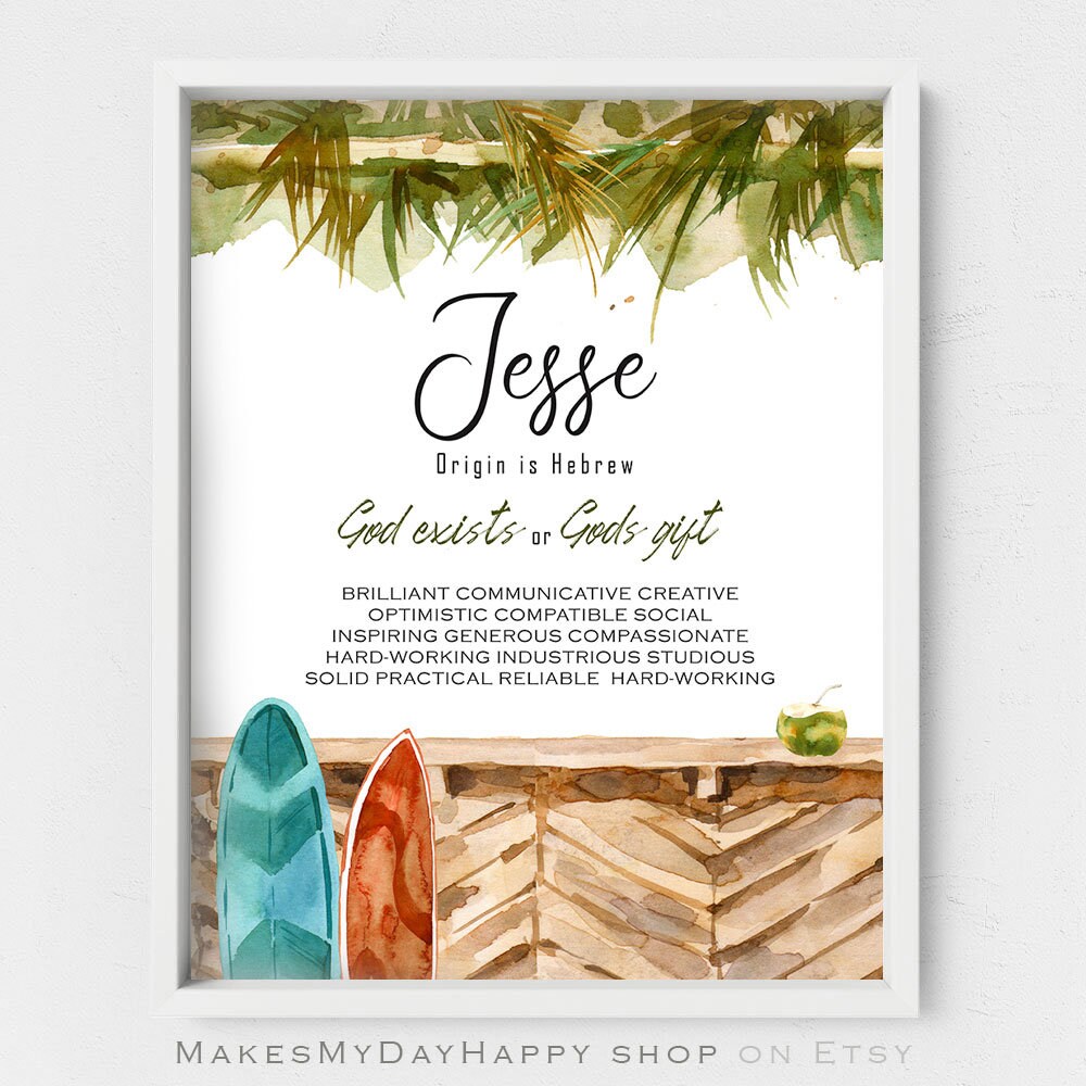 Jesse Name meaningHebrew names wall artfirst name | Etsy