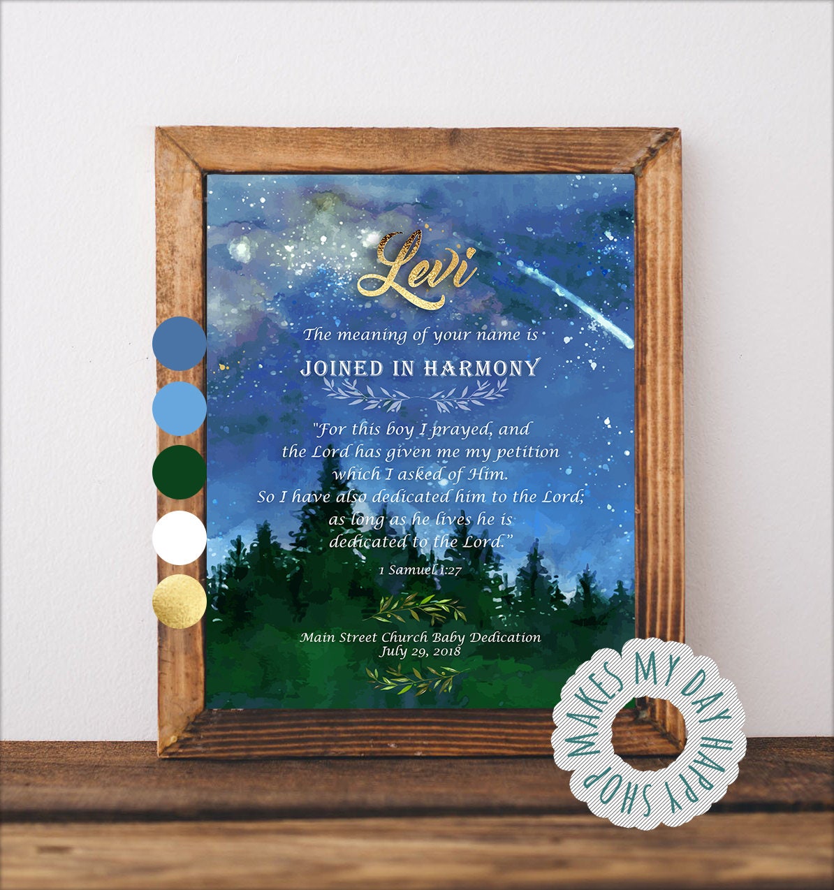 Personalized Dedication Gift,custom Name Meaning,christian Watercolor ...