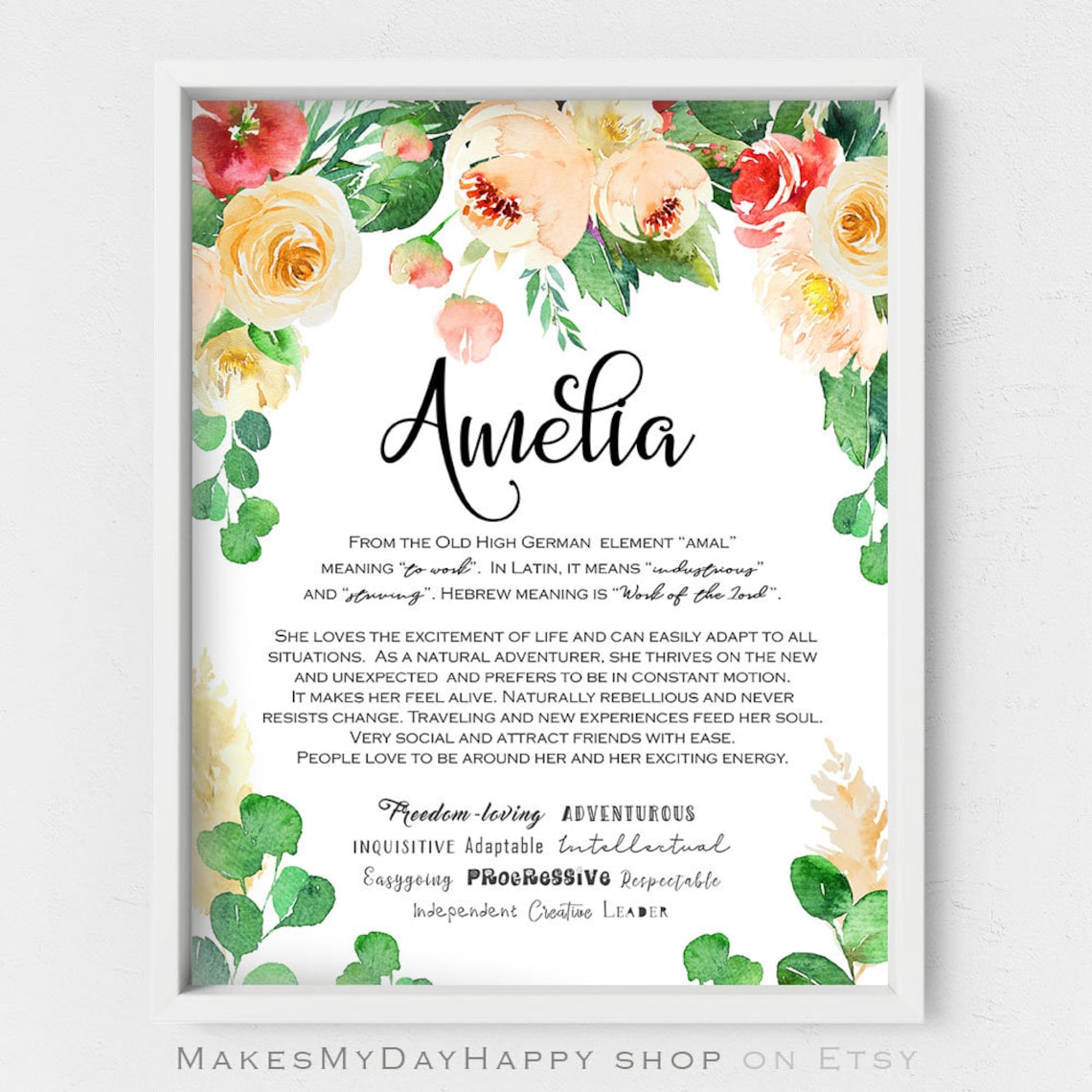 Amelia Name Meaningpersonalized Giftgerman Namesname Sign - Etsy