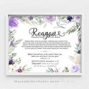 Reese Name Meaning Purple Wall Art,first Name Baby Shower Gift,given ...