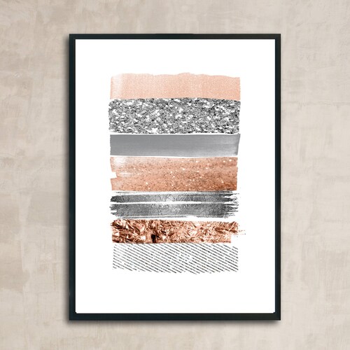 Rose Gold Botanical Print Set Rose Gold Decor Rose Gold Art | Etsy