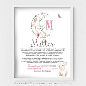 Adalyn Name Meaning,first Name Poster,personalized Gift,pink Floral ...