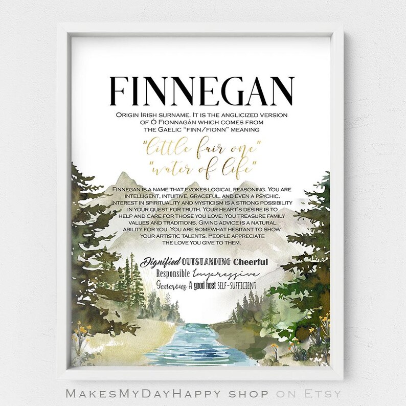 Finnegan Name Meaning,irish Origin,toddler Birthday Gift,mountain ...