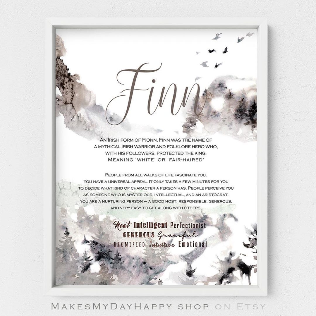 Finn Name Meaning,toddler Birthday Gift,foggy Landscape,irish Name ...