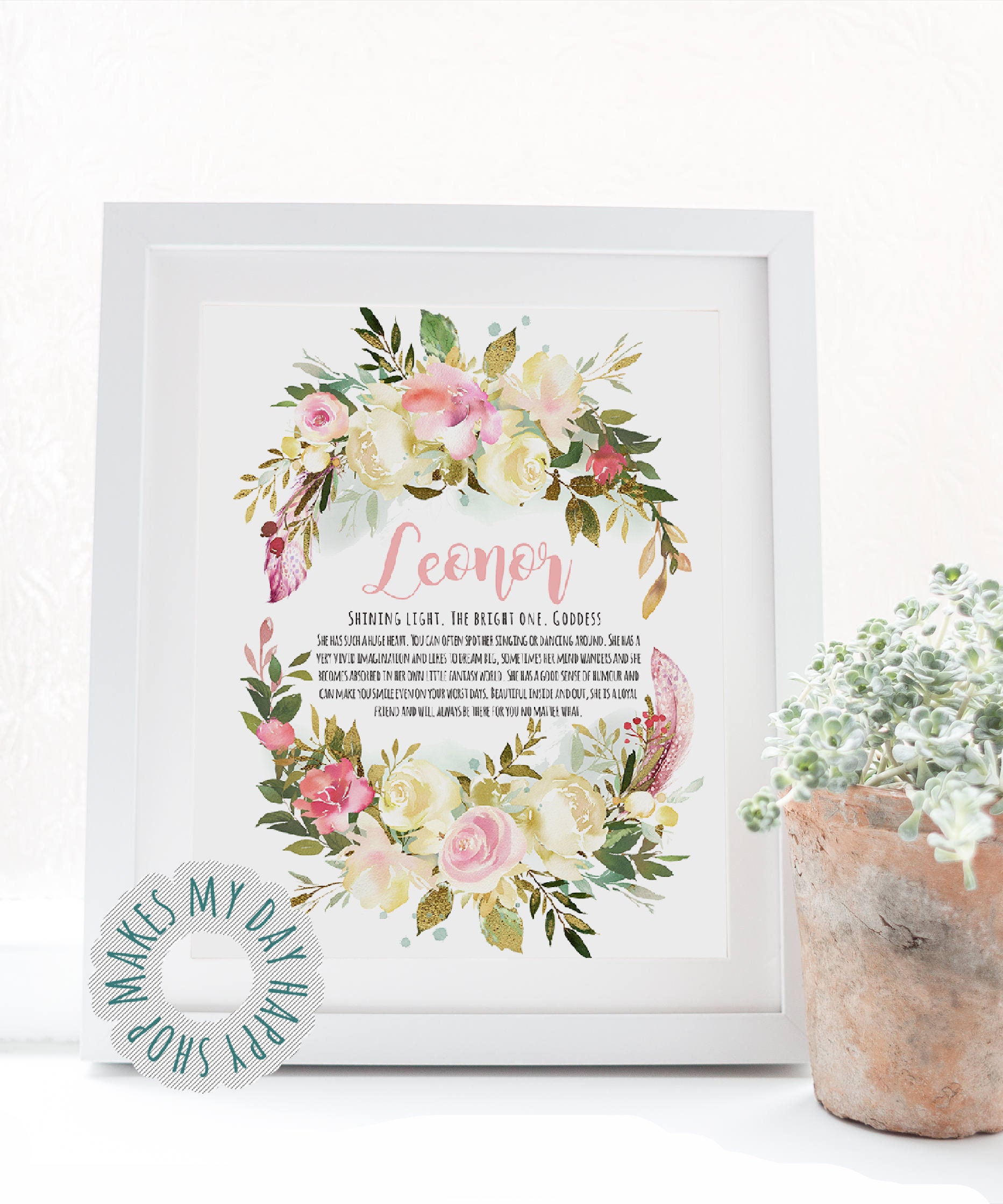 Custom Name Personalized Art Print With Meaning of Namebaby | Etsy