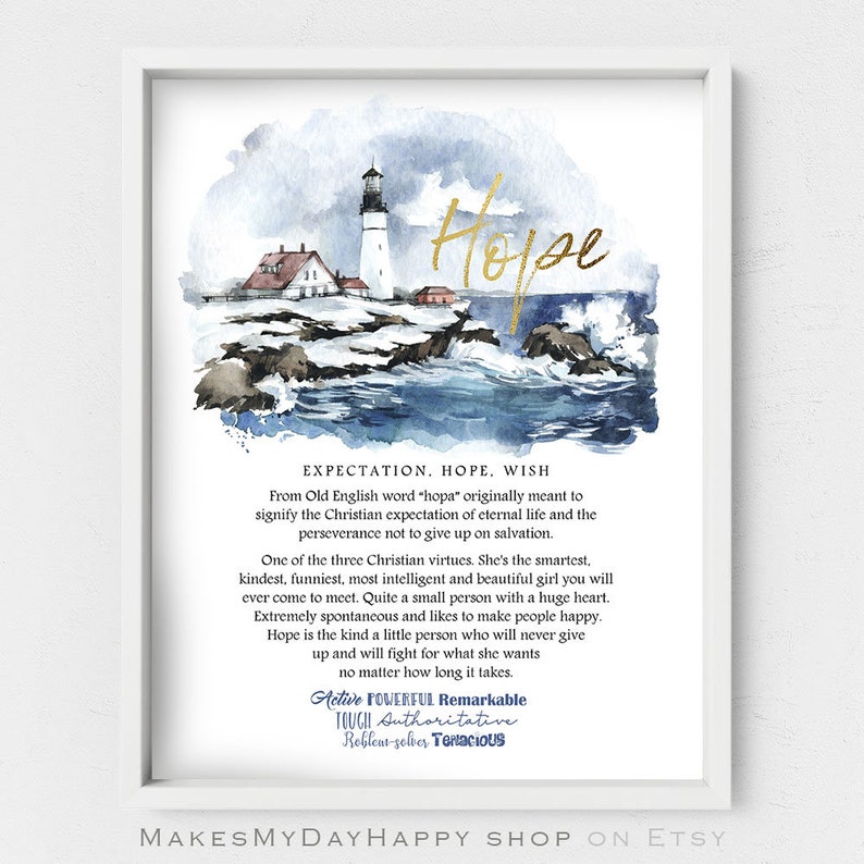 Hope Name Meaning Wall Artlighthouse Kids Room Decorsign - Etsy