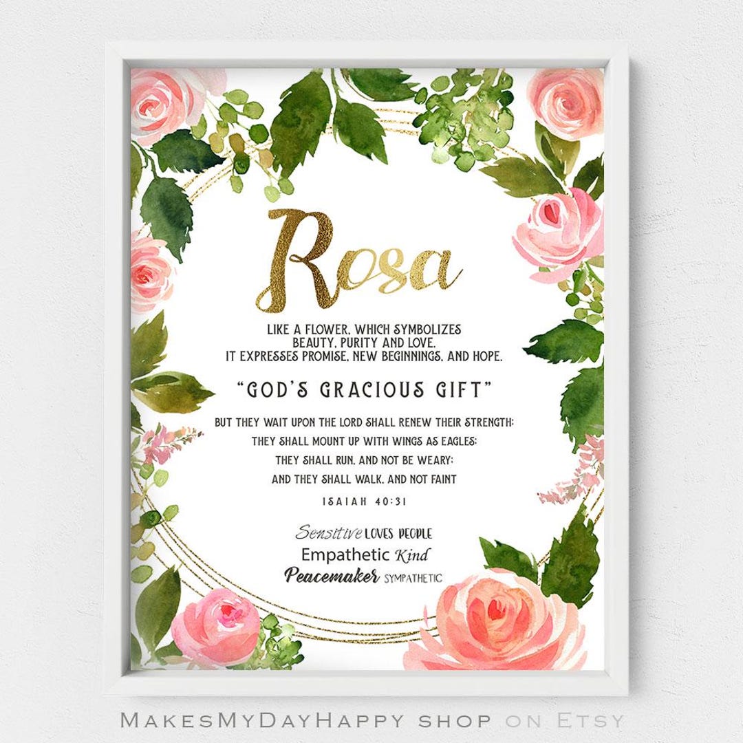Rosa Name Meaning,blush Pink Roses,symbolizes God's Gift,green Leaves ...