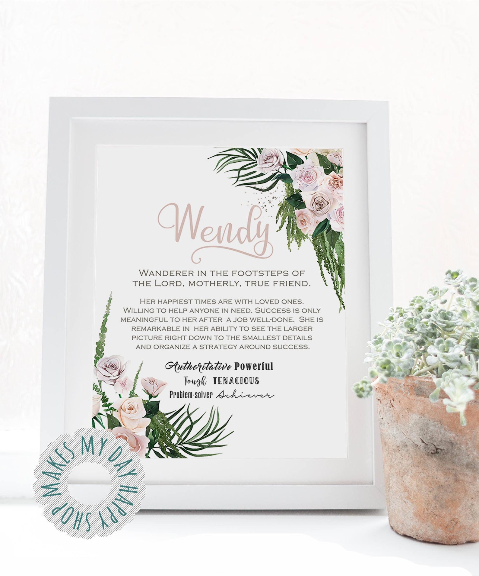 Wendy Name Meaningcustom Name Wall Artpersonalized Nursery | Etsy
