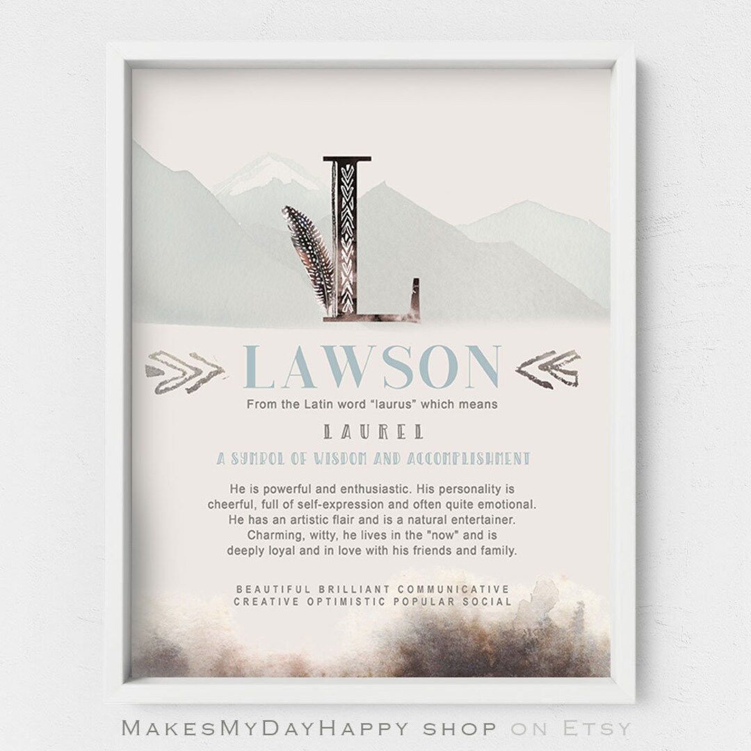 Lawson Name Meaning,Ethnic patterns,First name wall art,Personalized ...