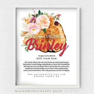 Brinley Name Meaning,teen Girl Room Wall Art,best Friend Gift,boho Wall ...