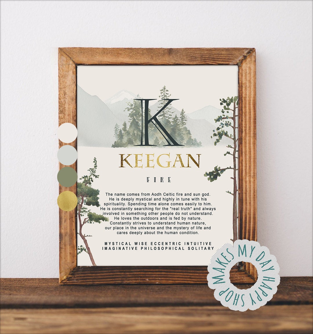Keegan Personalized Name Meaning,custom First Name Printable Wall Art ...