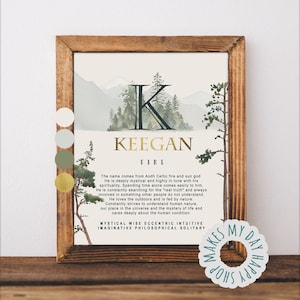 Keegan Personalized Name Meaning,custom First Name Printable Wall Art ...